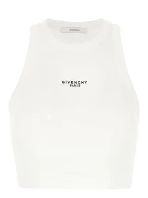 Givenchy Ribbed Cropped Tank Top With Logo Detail - Multicolor