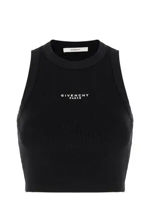 Givenchy Ribbed Cropped Top With Logo - Multicolor