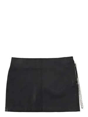 Alexander Wang Leather Mini Skirt With Chain Detail - Black