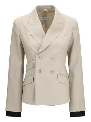 Max Mara Wool, Mohair, And Silk Double-breasted Blazer - Cream