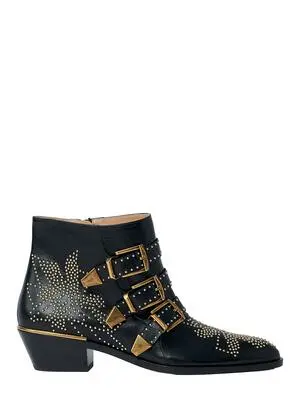Chloé Susanna Studded Buckled Ankle Boots - Black