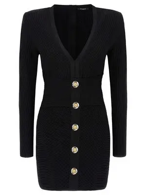 Balmain Balmain Bodycon Dress With Decorative Buttons Black