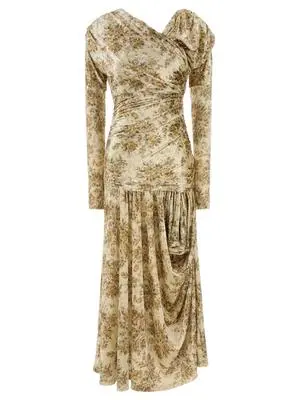 GANNI Printed Velvet Dress - Multicolor