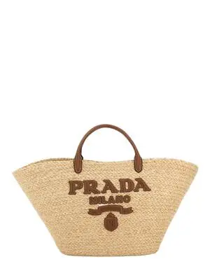 Prada Raffia Large Shopping Bag - Brown