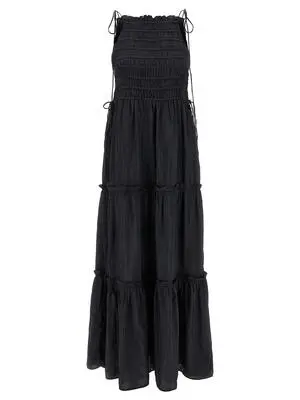 GANNI Ganni Women 'Black Smock Tie' Dress Gray