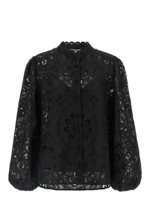 Zimmermann Rhiannon Embroidered Cotton Shirt - Black