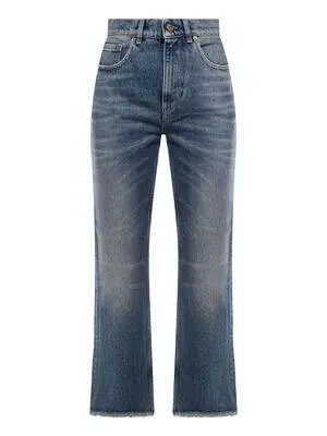 GOLDEN GOOSE GOLDEN GOOSE DELUXE BRAND Cropped Flare Jeans With Back Logo Patch Multicolor