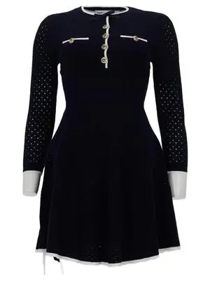 SELF-PORTRAIT Knit Bow Detail Mini Dress - Blue