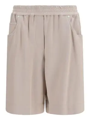 Brunello Cucinelli Cotton Piqué Relaxed Fit Shorts - Cream
