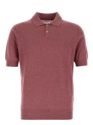 BRUNELLO CUCINELLI Brunello Cucinelli Men Plum Linen Blend Polo Shirt