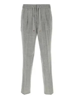 Brunello Cucinelli Linen Blend Trousers - Gray