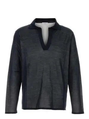 FERRAGAMO Midnight Silk Polo Shirt - Blue