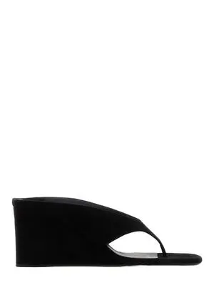Alaïa Suede Thong Wedge Mules - Black