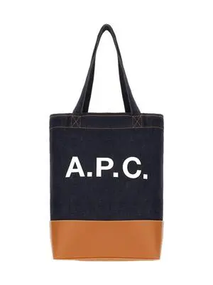 A.p.c. Denim And Leather Shopper Bag - Multicolor