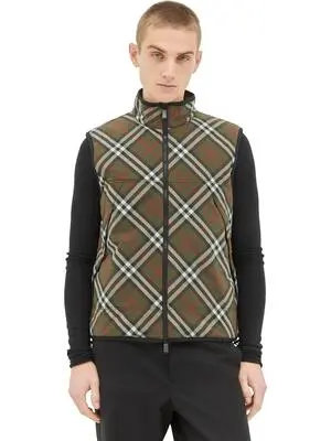 Burberry Checked Padded Gilet - Green
