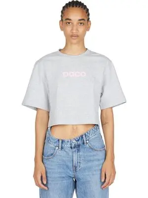 Rabanne PACO RABANNE Logo Print Cropped T-Shirt Gray
