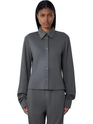 RIER Mini Polar Shirt Long Sleeve Wool Button-down - Gray