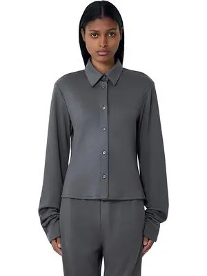 RIER Mini Polar Shirt Long Sleeve Wool Button-down - Gray