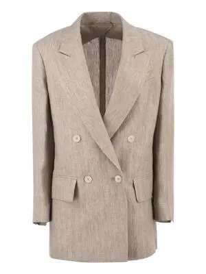 Max Mara Molimpia Double-breasted Pure Linen Blazer - Cream