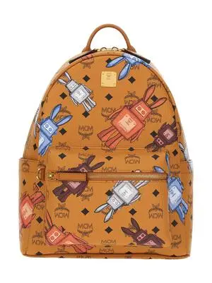 Mcm Backpack With Bunny Applique - Multicolor