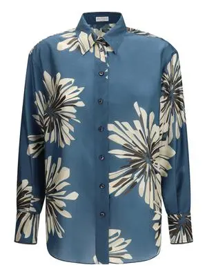 Brunello Cucinelli Floral Silk Shirt - Multicolor