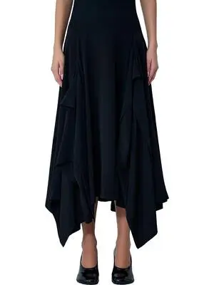 Yohji Yamamoto Paneled Flare Midi Skirt - Black