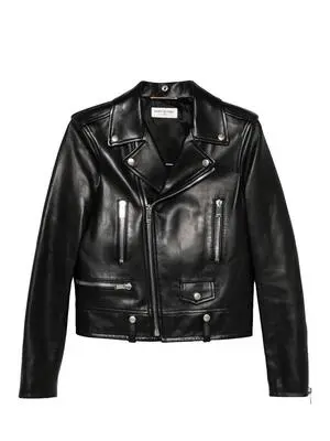 Saint Laurent Lambskin Motorcycle Biker Jacket - Black
