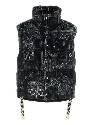 Khrisjoy Printed Corduroy Sleeveless Down Jacket - Multicolor