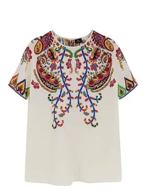 Etro Silk Short Sleeve Top - Multicolor