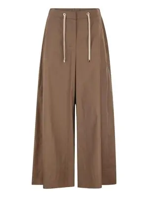 Max Mara Cotton Culotte Trousers With Drawstring Waist - Brown