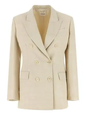 P.a.r.o.s.h Raisa Double-breasted Linen Blend Blazer - Cream