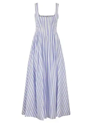 Sportmax Striped Cotton Midi Dress With Full Skirt - Multicolor
