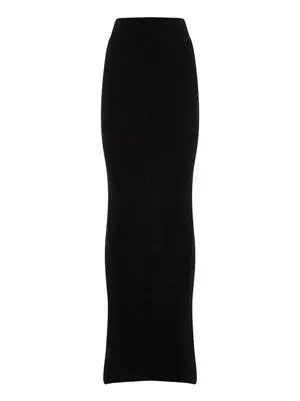 Rick Owens Alpaca Blend Pillar Skirt With Slit - Black