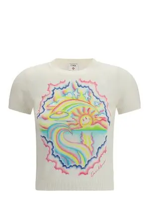 Casablanca Le Re Ve Ensoleille" Cotton Blend T-shirt - Multicolor