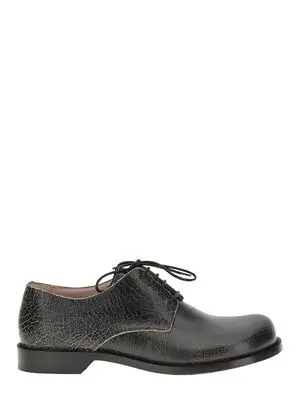 Loewe Campo Derby Lace-ups In Craquelé Calfskin Leather - Black