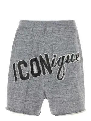 Dsquared2 Grey Cotton Embroidered Logo Bermuda Shorts - Gray