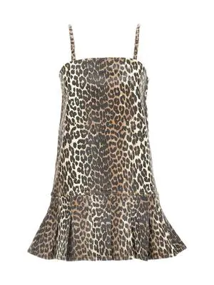 GANNI Leopard Print Mini Dress - Multicolor