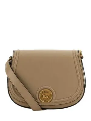 Chloé Leather Horse Medal Crossbody Bag - Brown