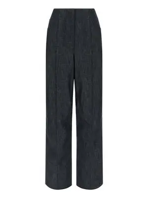 Fendi Roma Patch High Waist Wide Leg Jeans - Blue