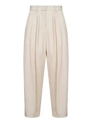 Isabel Marant Étoile Ecru Fluid Crêpe Janice Carrot-fit Trousers - Multicolor