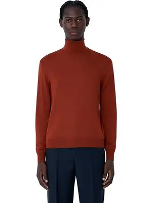 Saint Laurent Fine Knit Wool Turtleneck Sweater - Red