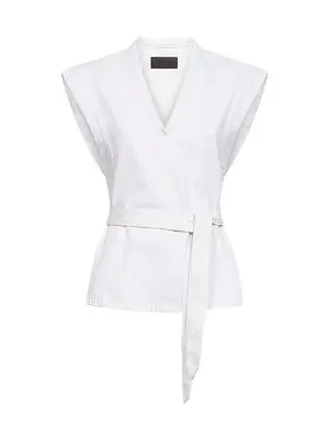 LEMAIRE Milk Bleached Denim Belted Chasuble - Multicolor