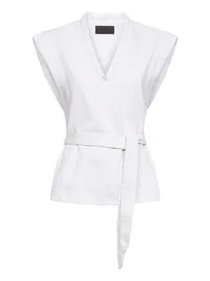 LEMAIRE Milk Bleached Denim Belted Chasuble - Multicolor