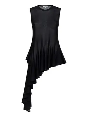 Alaïa ALAIA Black Viscose Knit Asymmetric Godet Top Multicolor