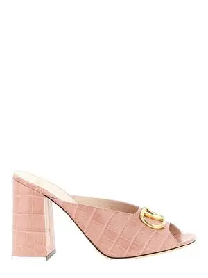 Valentino Garavani Vlogo Signature Croc-effect Calfskin Slides - Pink