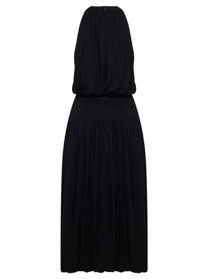 TOTEME Black Fluid Viscose Gathered Midi Dress - Multicolor