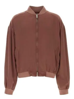 Versace Antiqued Silk Bomber Jacket - Pink