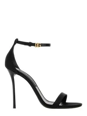Dolce & Gabbana Satin Stiletto Sandals With Ankle Strap - Black