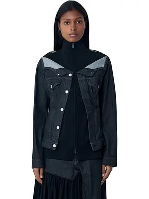 Yohji Yamamoto Paneled Denim Jacket - Black