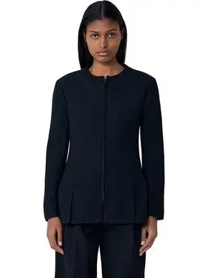 Yohji Yamamoto Wool Slim Jacket With Zip Fastening - Black